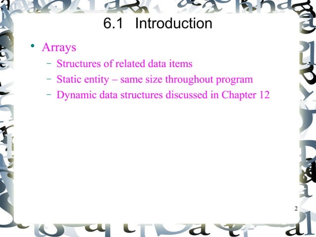 Chapter 6 arrays part-1 | PPT