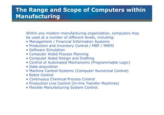 Chapter 6 computer and controls systems within manufacturing | PDF