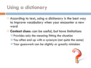 Chapter 6 improving your vocabulary | PPT