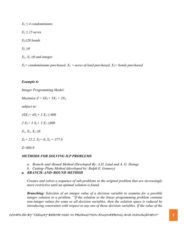 Chapter 6-INTEGER PROGRAMMING note.pdf Chapter 6-INTEGER PROGRAMMING note.pdf