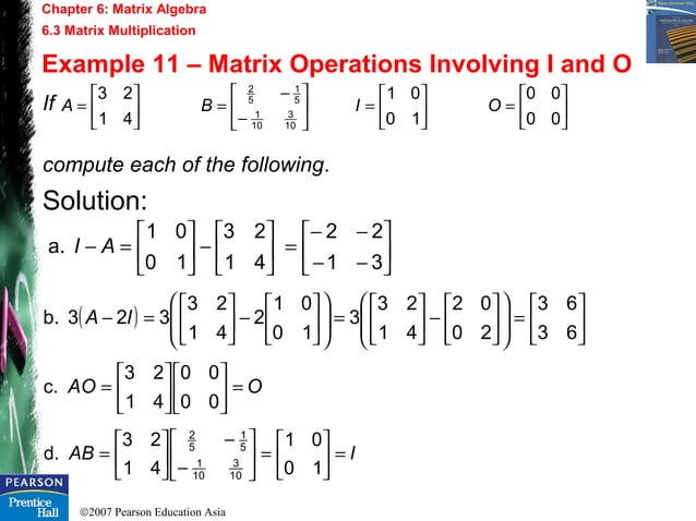 Chapter 6 - Matrix Algebra | PPT