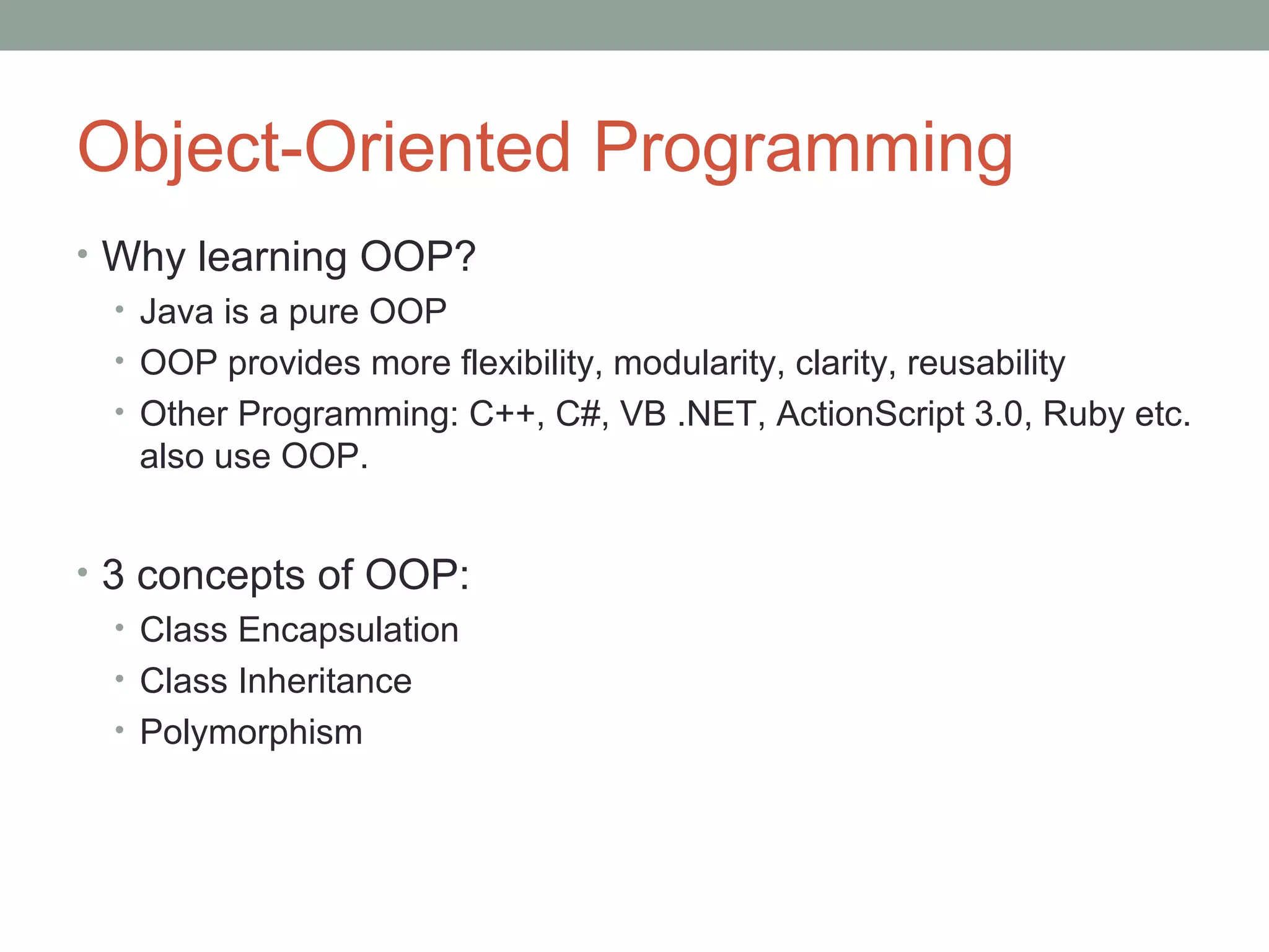 Objected Oriented Programming With Java Ppt 2118