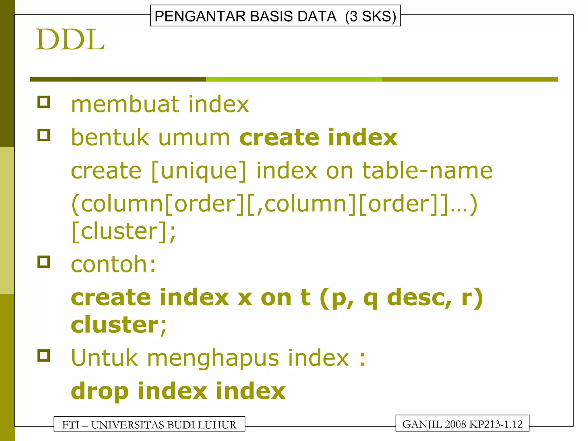 Chapter 6 perintah ddl | PPT