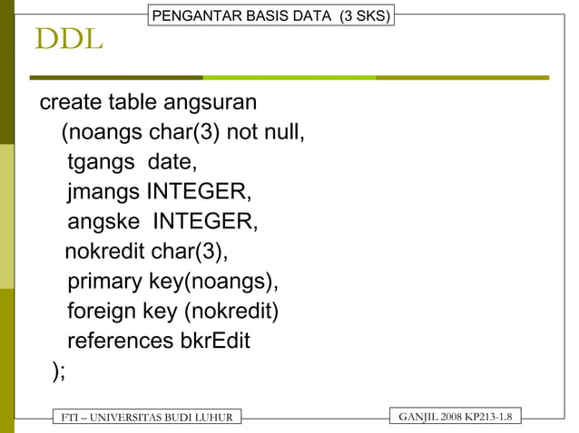 Chapter 6 perintah ddl | PPT