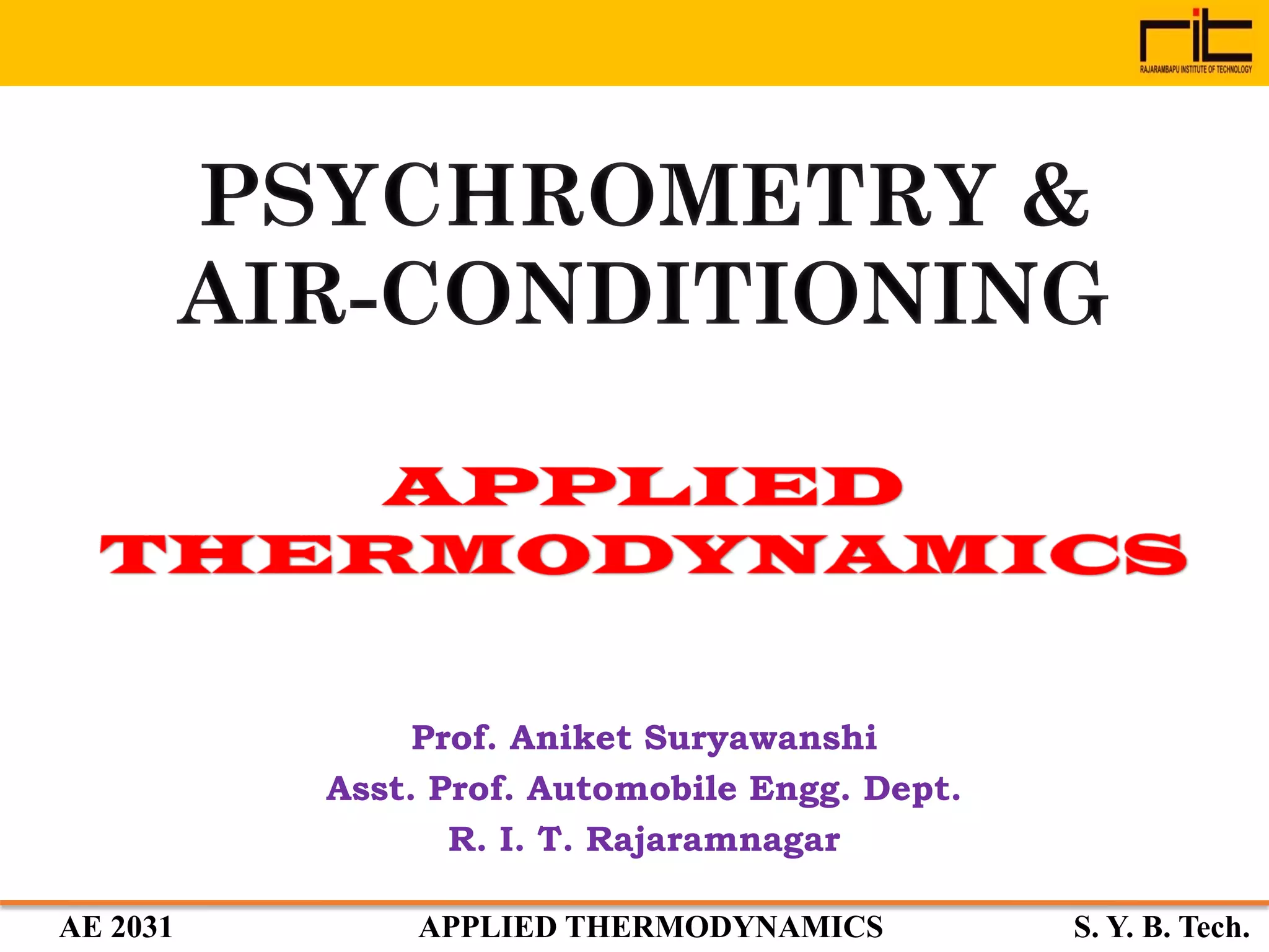 Chapter 6 Psychrometry & Air-Conditioning | PDF