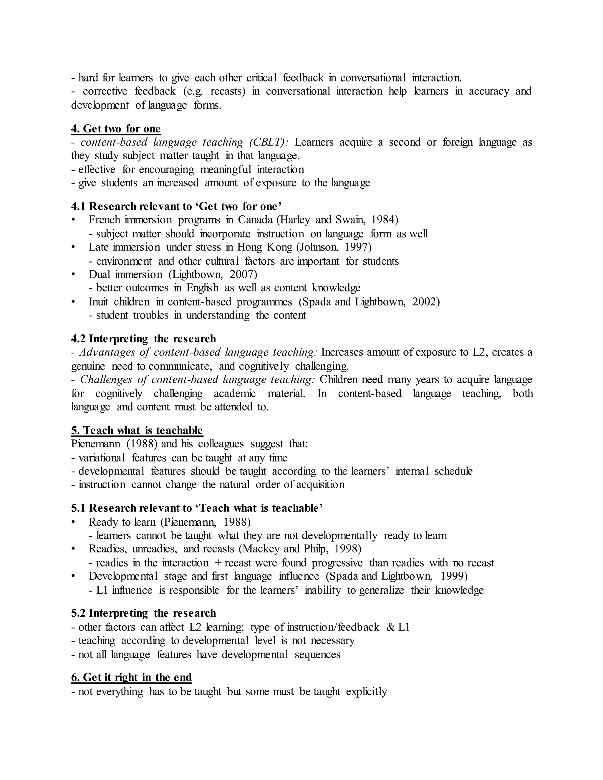 Chapter 6 second language learning in the classroom | DOCX