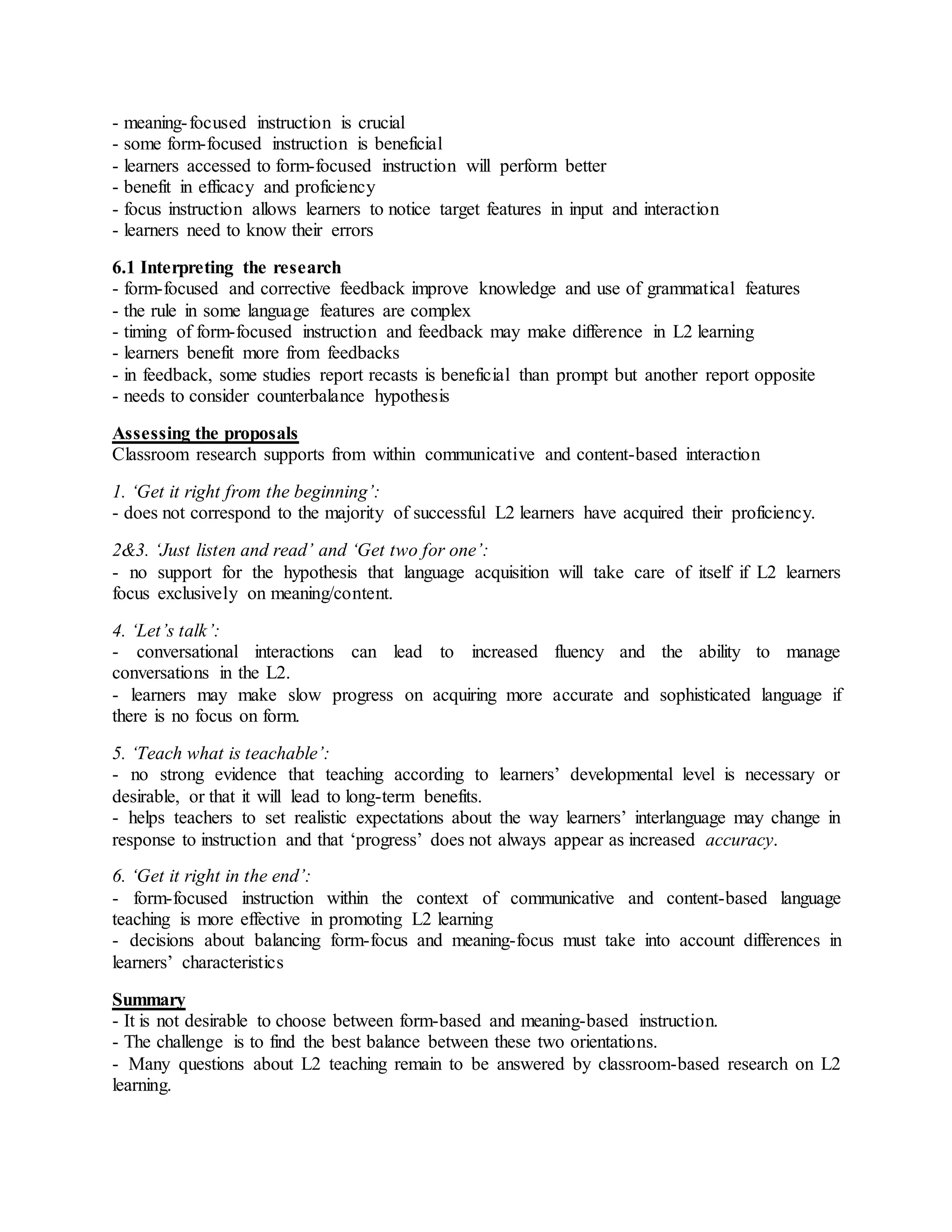 Chapter 6 second language learning in the classroom | DOCX