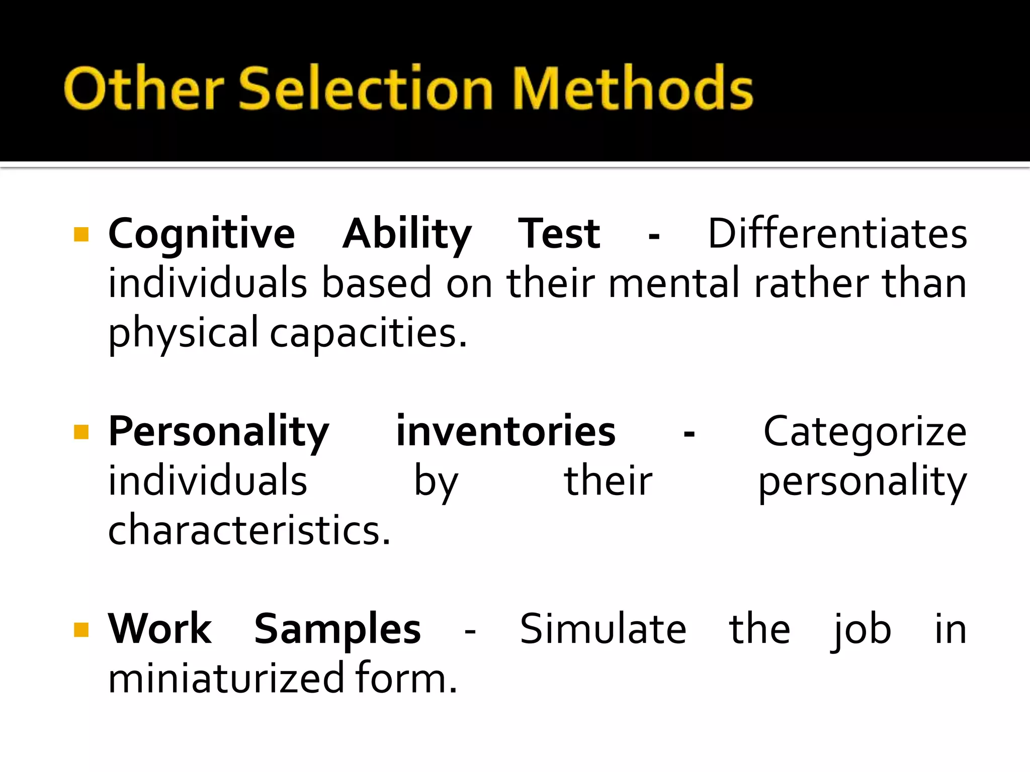 Chapter 6 - Selection and Placement | PPTX