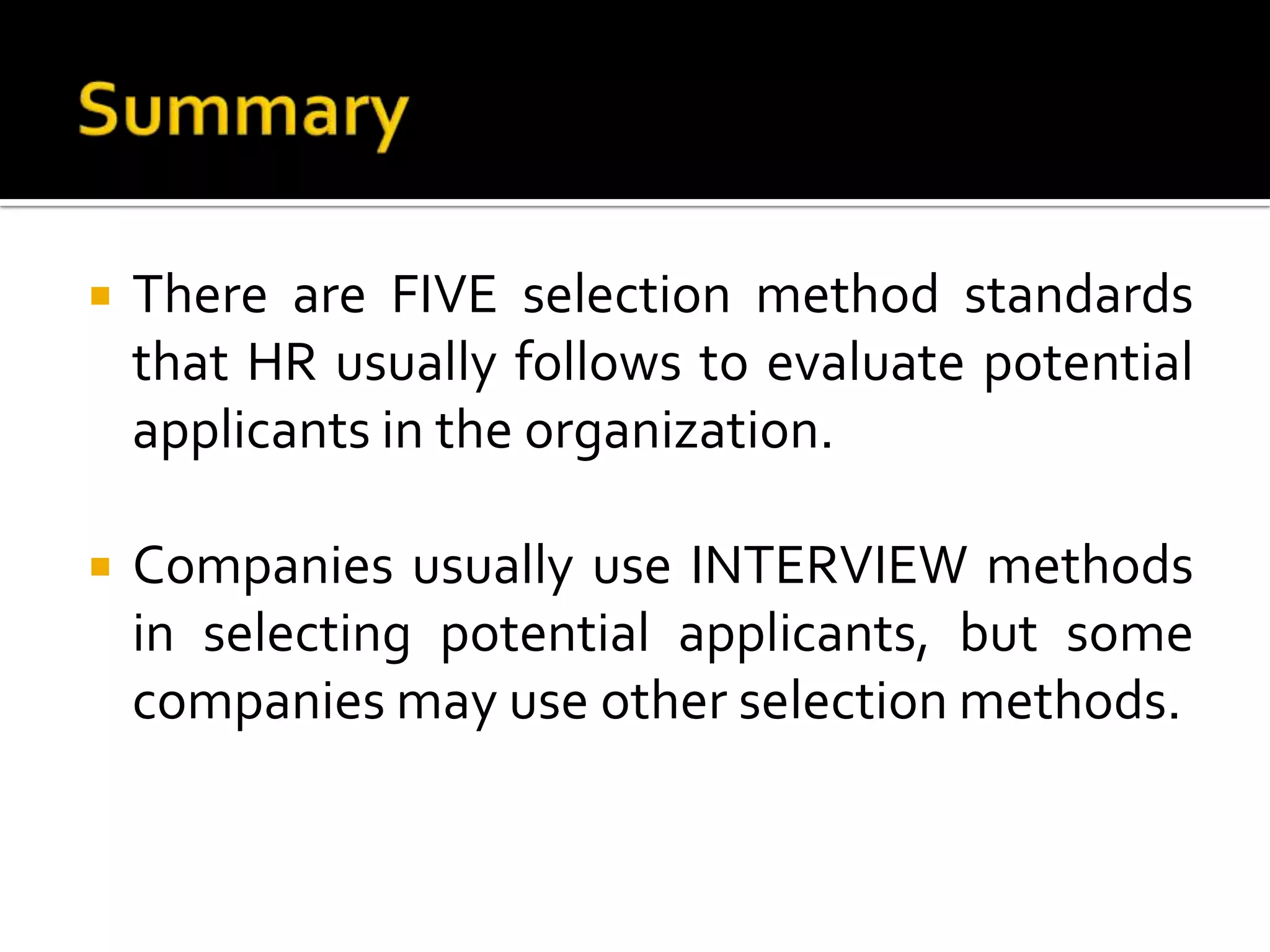 Chapter 6 - Selection and Placement | PPTX