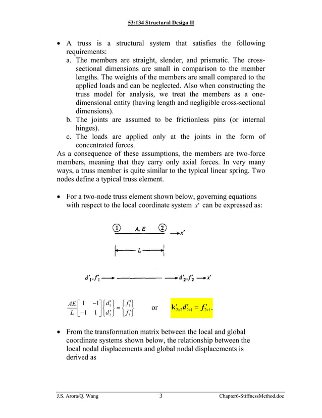 Chapter6 stiffness method | PDF