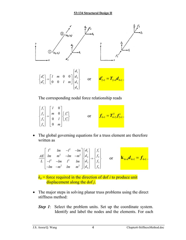 Chapter6 stiffness method | PDF