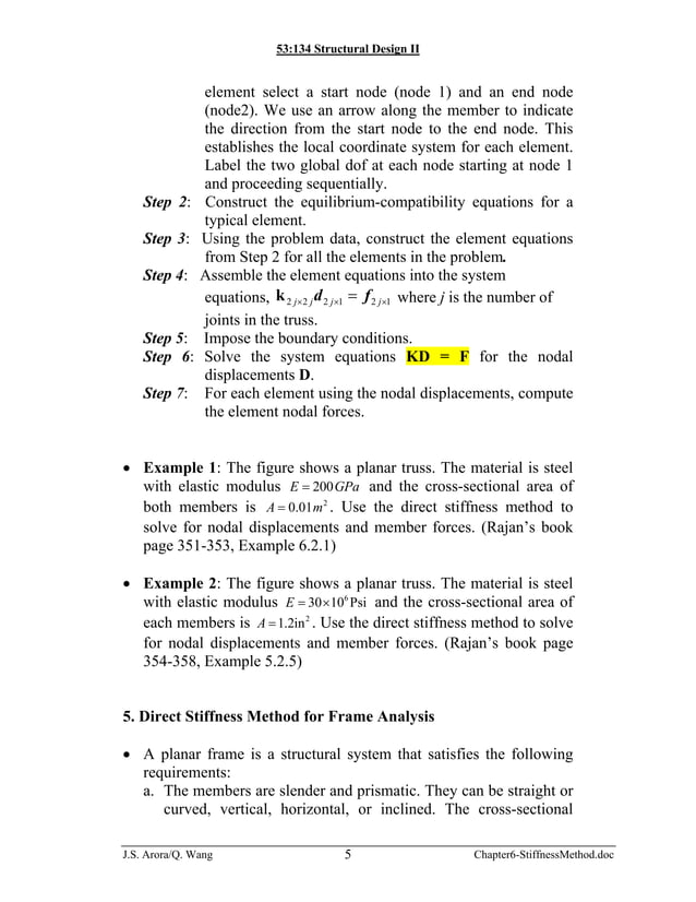 Chapter6 stiffness method | PDF