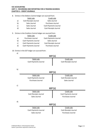 Chapter 6 - Credit Journals Test | PDF | Business Accounting & Finance ...
