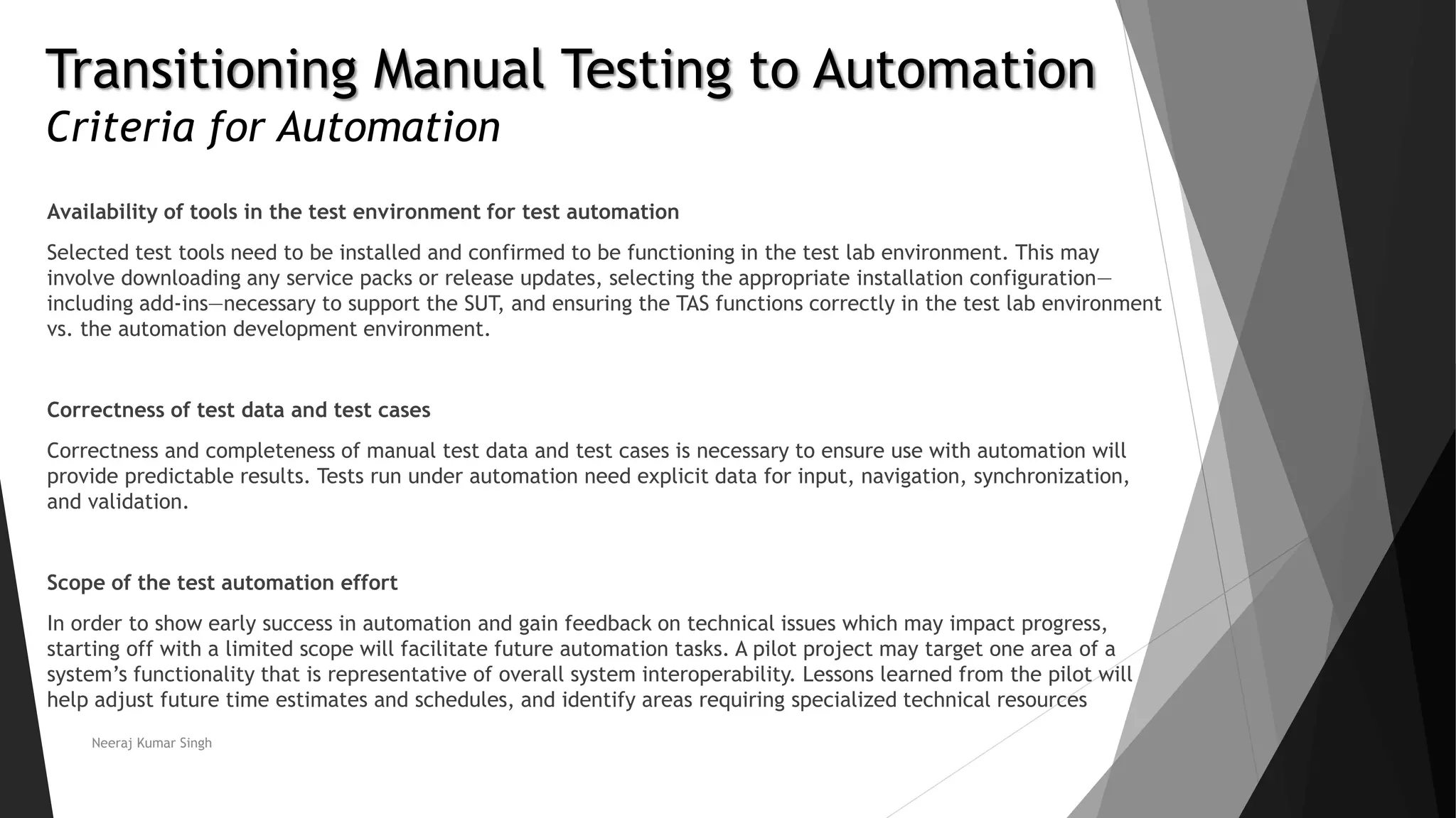 Chapter 6 Transitioning Manual Testing To An Automation Environment Ppt