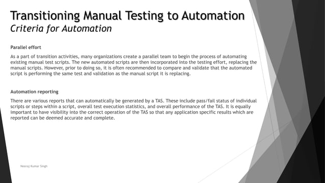 Chapter 6 - Transitioning Manual Testing to an Automation Environment | PPT