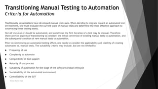 Chapter 6 - Transitioning Manual Testing to an Automation Environment | PPT