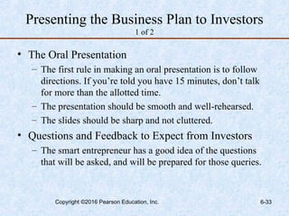Chapter 6 - Writing A Business Plan PRESENTATION | PPT