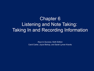Chapter 6 7 listening, note taking, and memory | PPT
