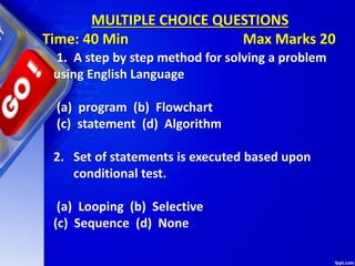 Chapter 6 algorithms and flow charts | PPTX | Computing | Technology & Computing