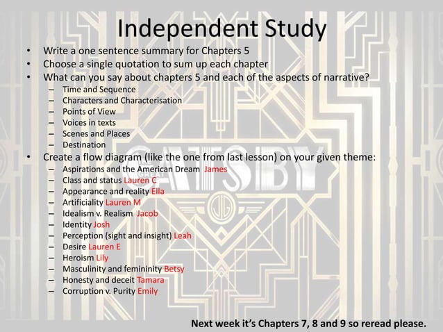 The Great Gatsby - Chapters 6 and 7 | PPT