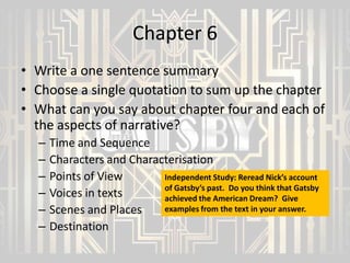 The Great Gatsby - Chapters 6 and 7 | PPTX