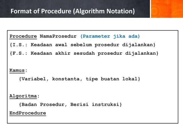 Algorithm and Programming (Procedure and Function) | PPT