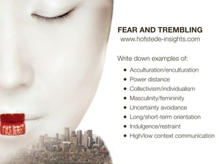 Hofstede's dimensions of cultural variability | PDF