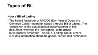 Chapter 6 Bills of Landing.pptx | Logistics and Transportation Industry ...