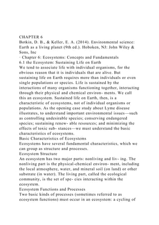 CHAPTER 6 Botkin, D. B., & Keller, E. A. (2014). Environmental.docx