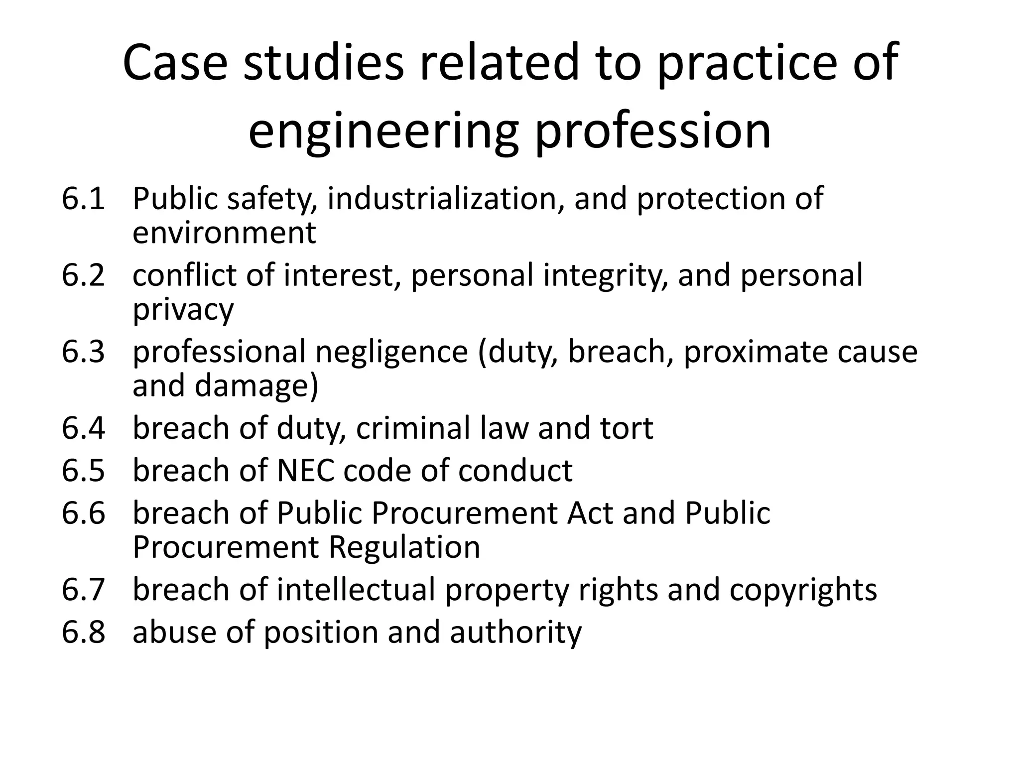 Chapter 6 case studies relatd to practice of engineering profession | PDF