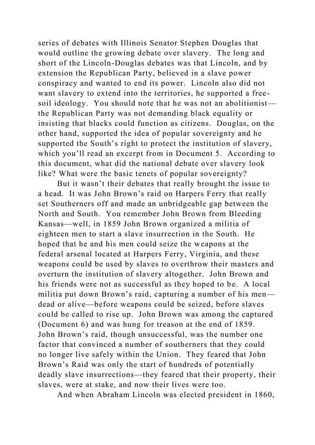 CHAPTER 6 CAUSES OF THE CIVIL WAR, Politics and Rebellion, 1850.docx