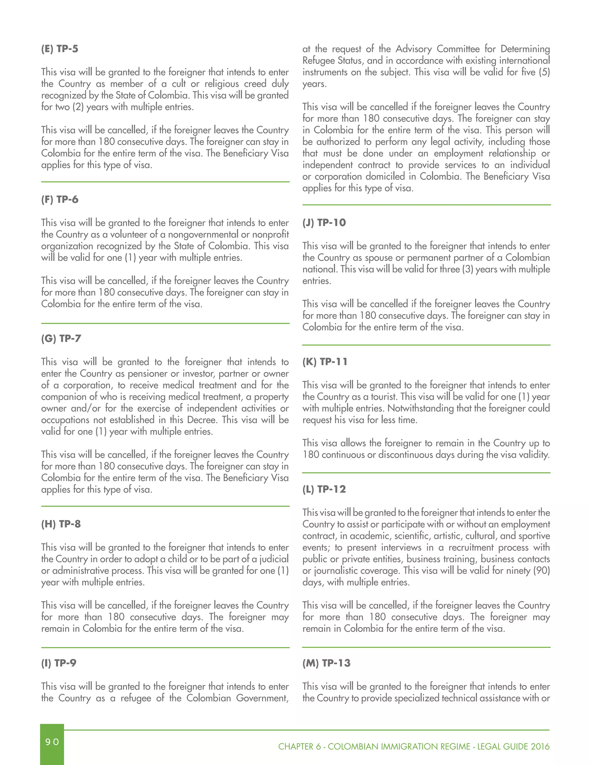 Colombian immigration regime | PDF