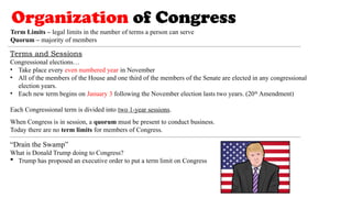 Chapter 6: Congress at Work - Organization of Congress/leadership ...