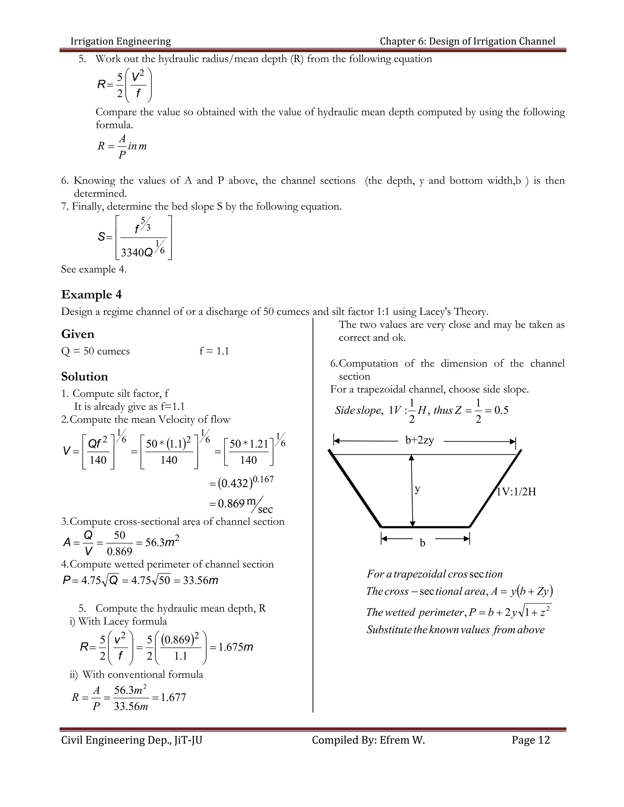 Chapter 6 design of irrigation channel1 | PDF
