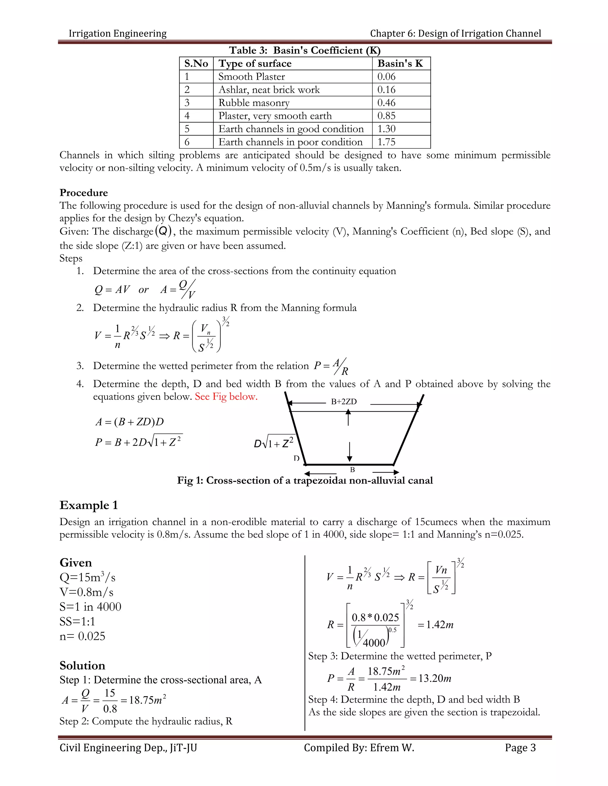 Chapter 6 design of irrigation channel1 | PDF