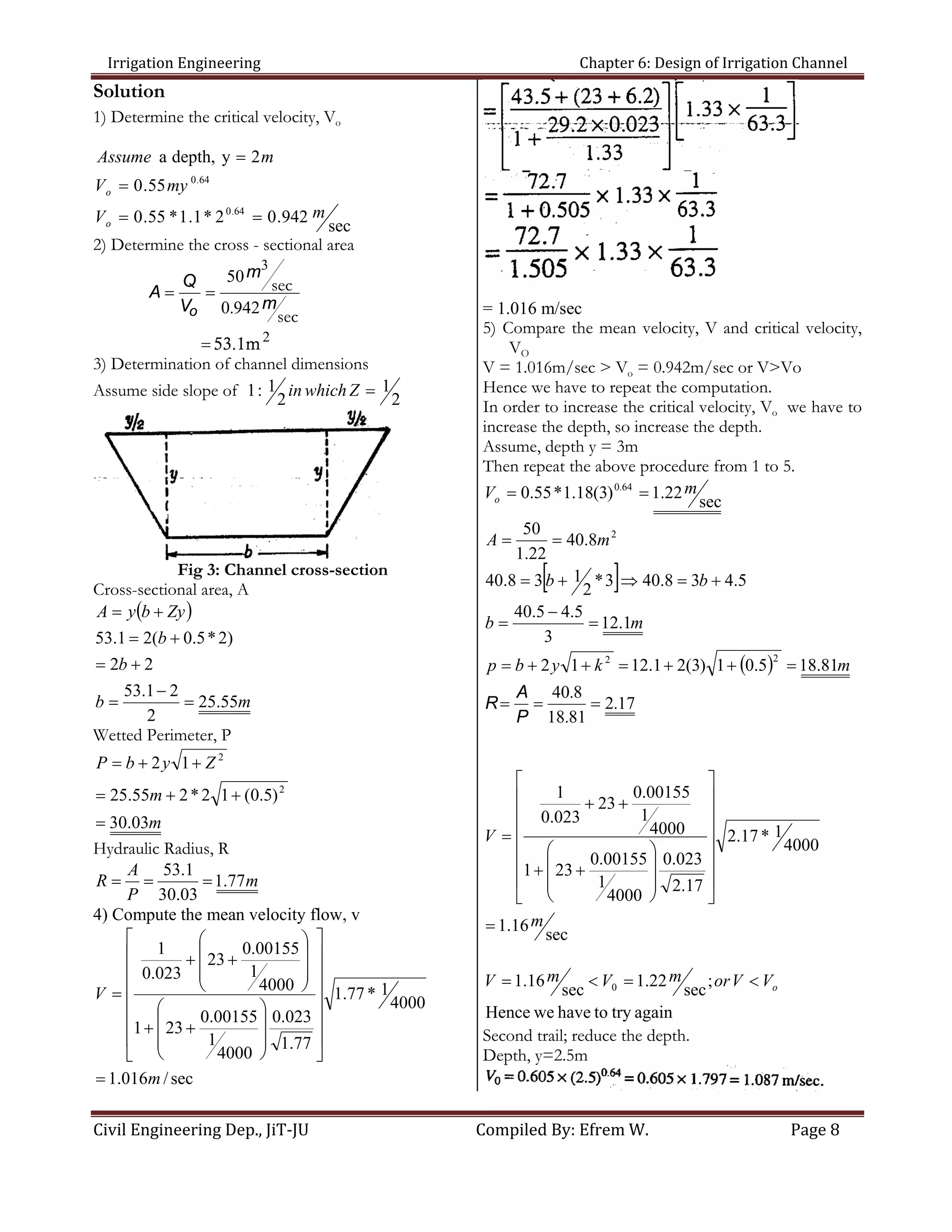 Chapter 6 design of irrigation channel1 | PDF