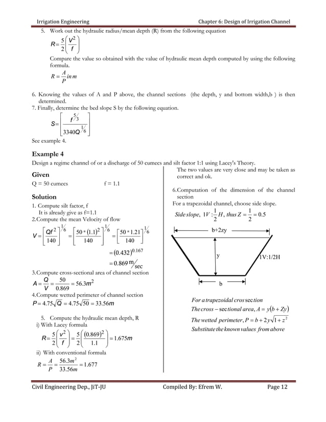 Chapter 6 design of irrigation channel1 | PDF