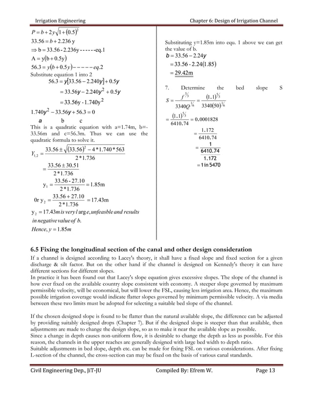 Chapter 6 design of irrigation channel1 | PDF