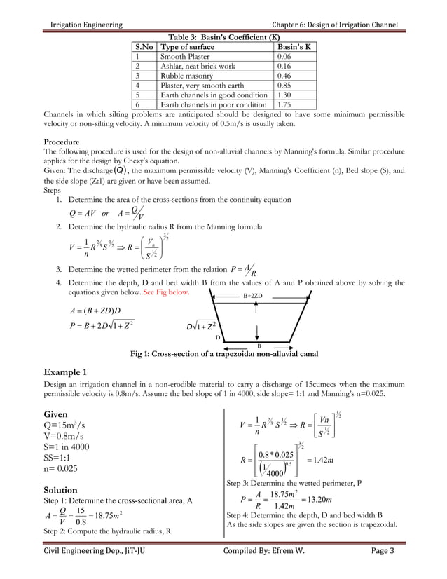 Chapter 6 design of irrigation channel1 | PDF