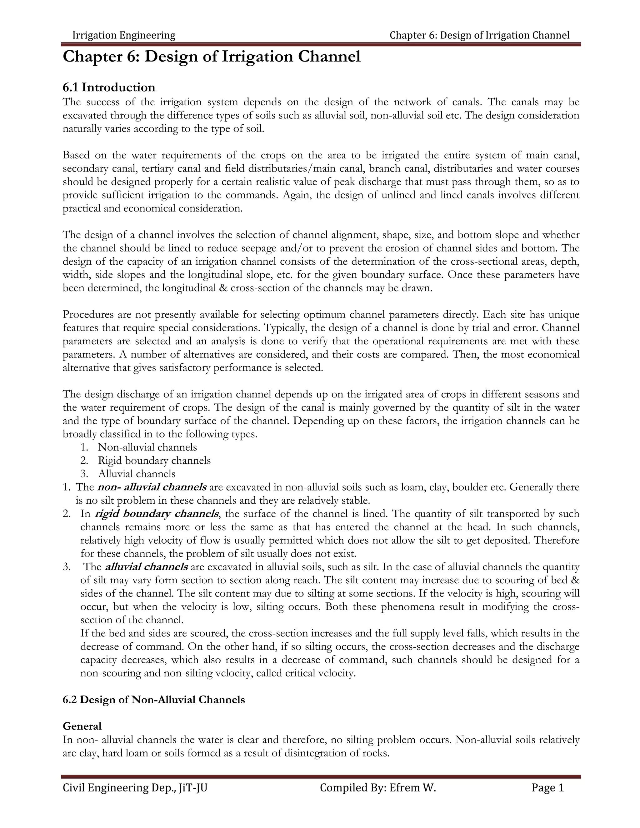 Chapter 6 design of irrigation channel1 | PDF