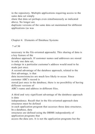 Chapter 6 Elements of Database Systems 1 of 30 ACCO.docx