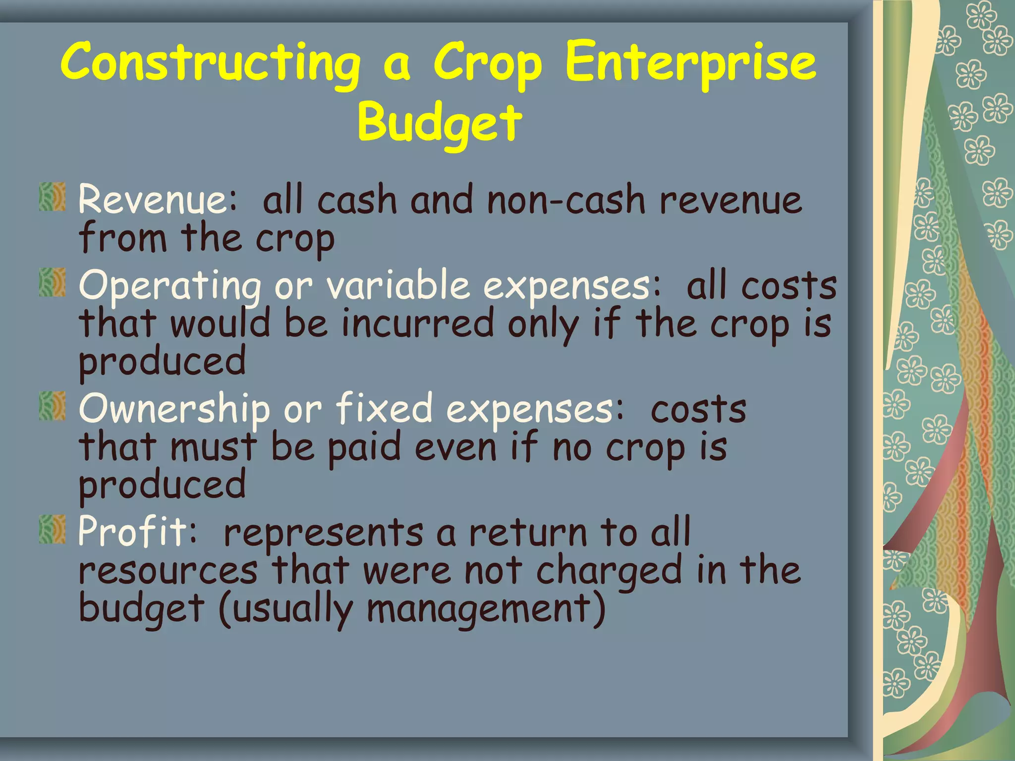 Chapter 6(enterprise budgeting) | PPT