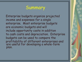 Chapter 6(enterprise budgeting) | PPT