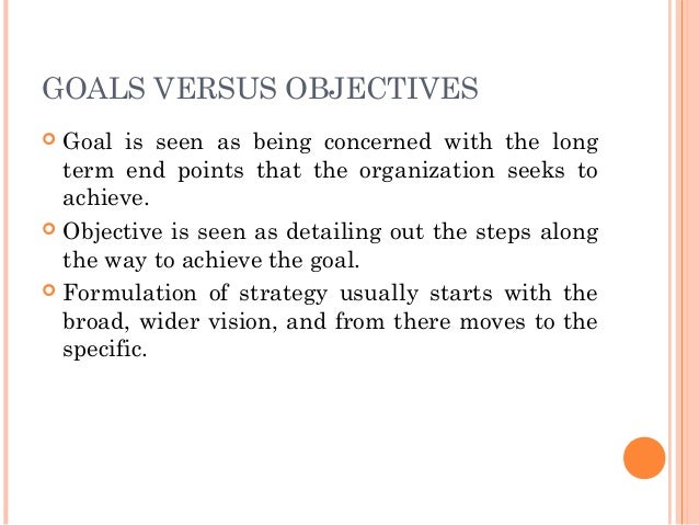 Establishing objectives