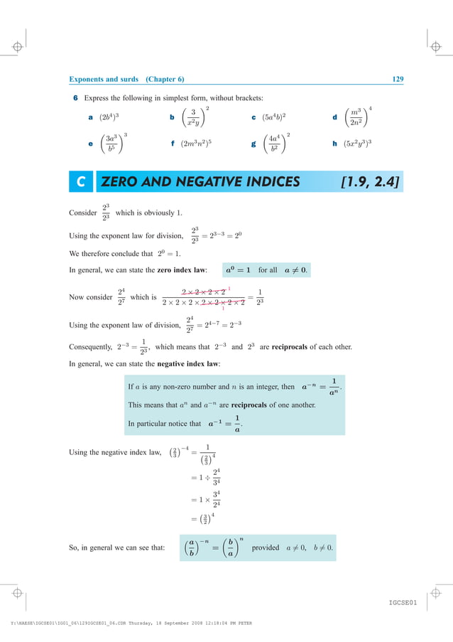 Chapter 6 exponents and surds | PDF