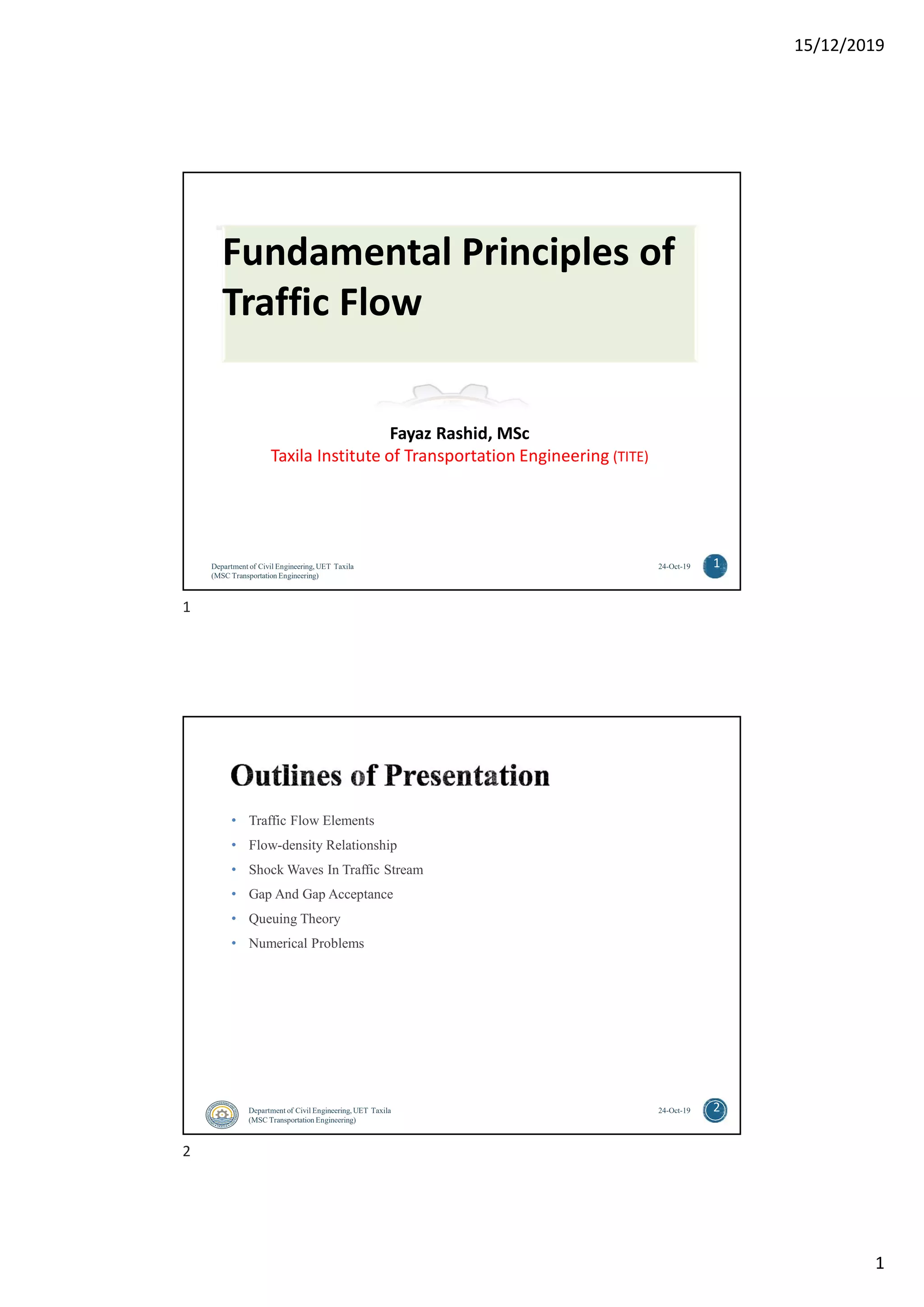 Chapter 6 Fundamentals of traffic flow | PDF