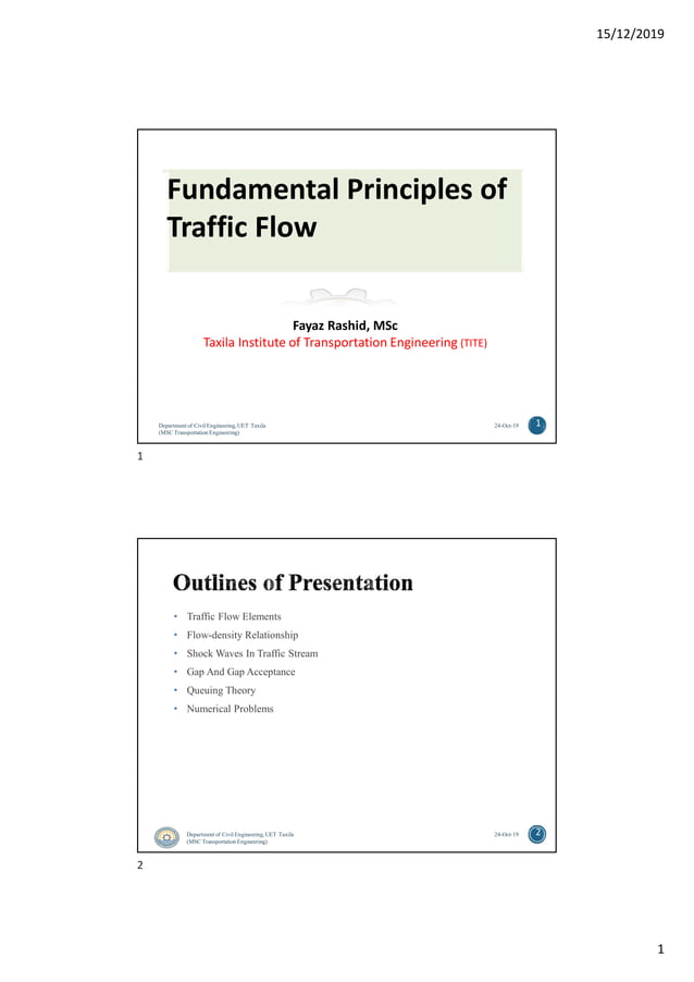 Chapter 6 Fundamentals of traffic flow | PDF | Physics | Science