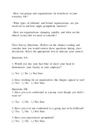 Chapter 6 – Groups and Organizations Student Lesson PlanS | PDF