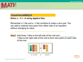 (7) Inquiry Lab - Solve One Step Addition and Subtraction Equations | PPTX