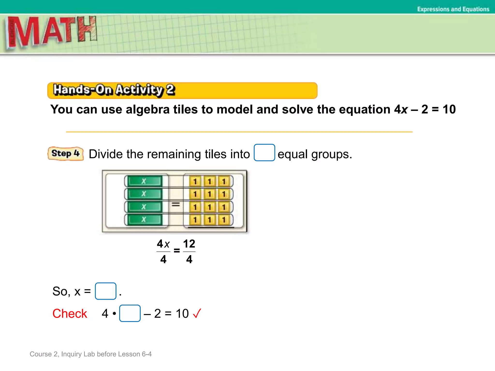 (7) inquiry Lab - Solve Two Step Equations | PPTX